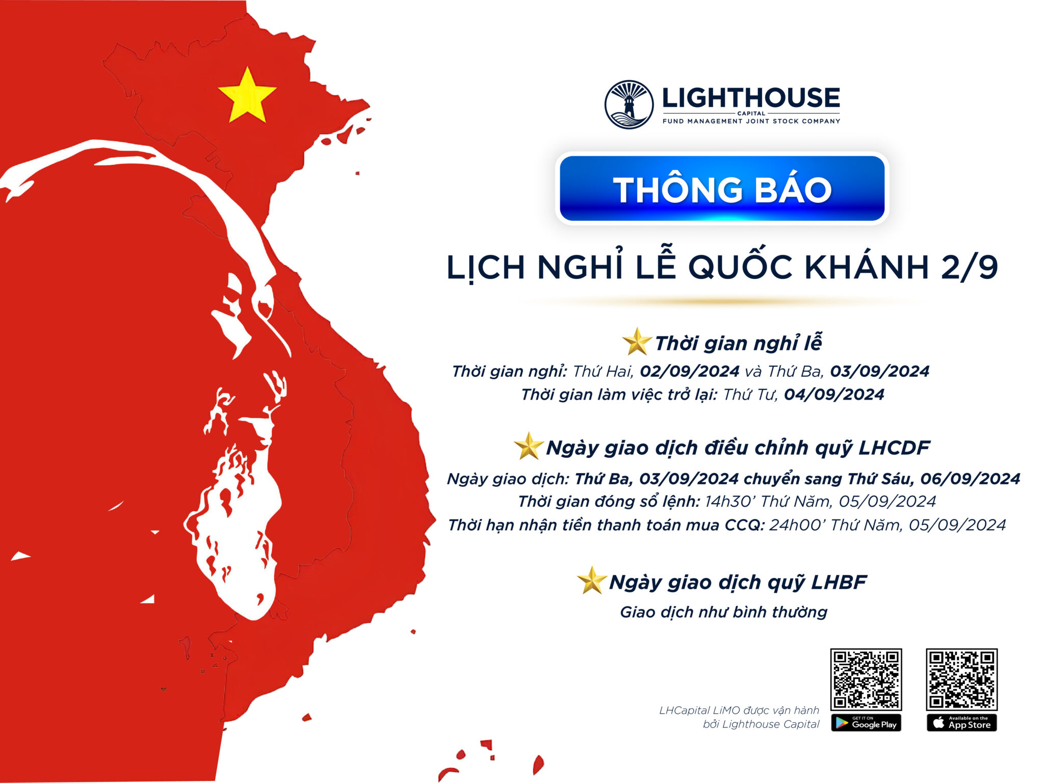 Thông báo lịch nghỉ Lễ Quốc khánh năm 2024 - Cùng Lighthouse Capital Thắp Sáng Cơ Hội - Vững ...
